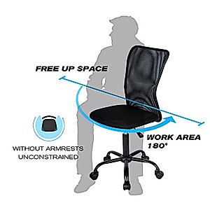 HCB Home Office Chair Mesh Desk Chair Ergonomic Computer Chair with Lumbar Support Mid Back 360° Rolling Swivel Adjustable Height Small Meeting Chairs (Black)