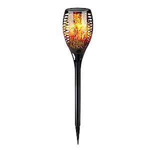 IYUTINA Outdoor Solar Lights for Yard, Torch Lights with Flickering Flame Christmas Decoration Waterproof Patio Backyard Garden Decor Auto On/Off Dusk to Dawn Dancing Fire Lights for Outside, 1 Pack