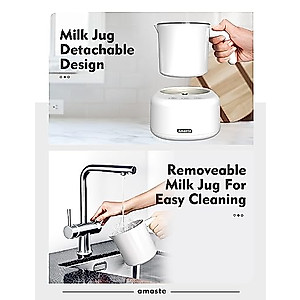 Milk Frother, Milk Frother and Steamer, Detachable Electric Milk Frother with Touch Control, 13.5oz/400ml, Automatic Milk Frother for Coffee, Latte, Cappuccinos, 3 in 1 Hot/Cold Foam Maker, White