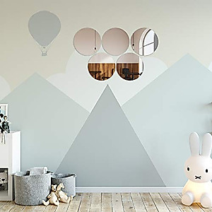 Aneco 6 Pack Acrylic Round Mirrors Non Glass Round Mirror Plate Self Adhesive Mirror Stickers for Home Wall Decor or Wedding Table Centerpiece, 6 Inches, (Thickness 2 mm)