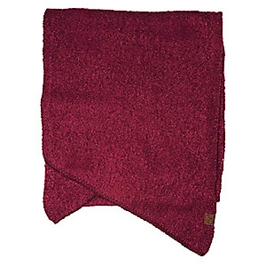 C.C Women's Boucle Knit Bias Cut Whipstitched Edged Long Scarf Wrap, Burgundy