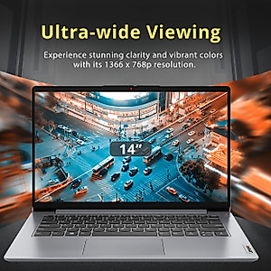 Lenovo 2022 Ideapad 1i 14" HD Laptop, Intel Celeron N4020 Processor, 4GB RAM, 64GB eMMC Flash Memory, Intel HD Graphics 500, HD Webcam, Stereo Speakers, Cloud Grey, Windows 11S, 128GB USB Card