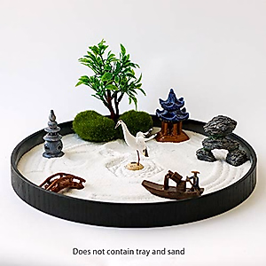 Japanese Zen Garden Accessories Kit - Japan Miniature Fairy Garden Set for Micro Landscape Terrarium Decoration Tabletop Meditation Rock Zen Gifts Zen Tool Rake Pagoda Stamp Bonsai Tress