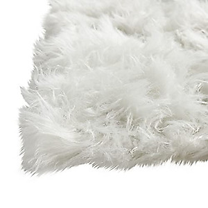 Juvale Soft Faux Sheepskin Fur Throw Rug, 2x6 Feet Shaggy Non-Slip Mat Runner (White)