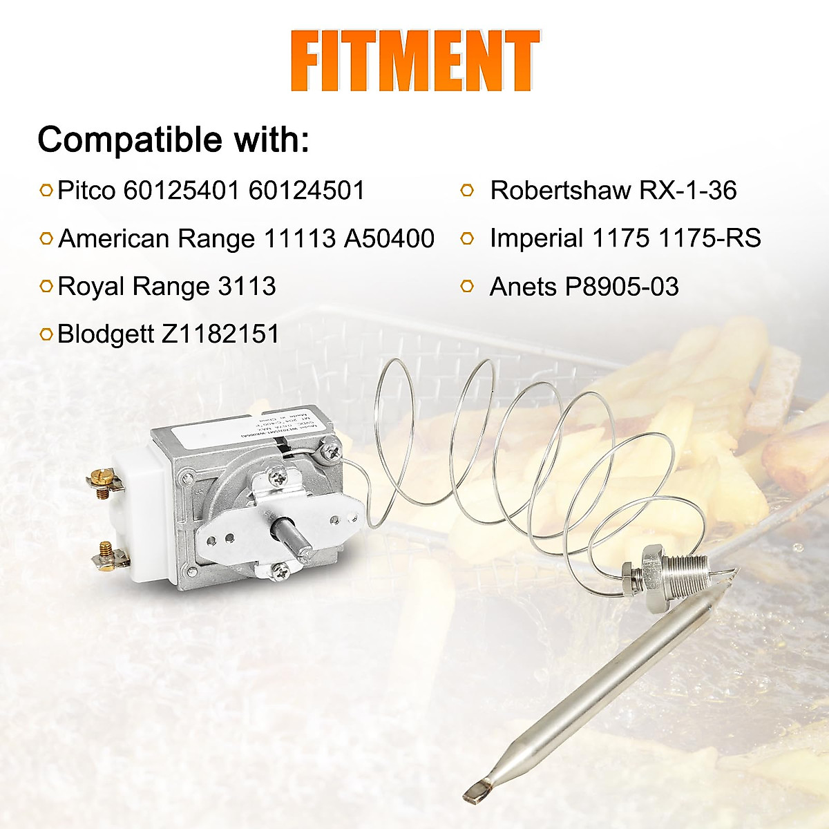 60125401 Deep Fryer Thermostat with Knob Switch, Millivolt Thermostat RX-1-36, 1/4" Mpt Stuff Box Compatible with Pitco 60124501, Imperial 1175, American Range 11113 A50400, Royal Range 3113, 200-400F