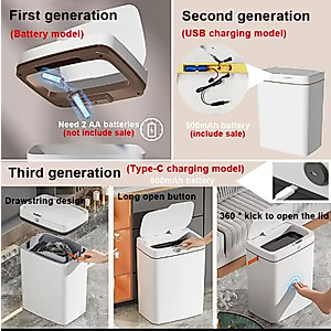 PDKLGDTK Kitchen Trash Can with Lid,4 Gallon Multipurpose Smart Trash Bin,Motion Sensor Trash Can for Home Office Bathroom,Slim Automatic Trash Can Touchless (4 Gallon Rechargeable)