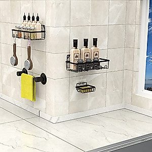 Kalawen Shower Caddy, Shower Shelf for Inside Shower with Hooks, 4 Pack Stainless Steel No Drilling Adhesive Shower Organizer with Soap Holder and Towel Holder