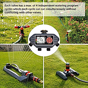 Eden 93413 Programmable Digital Water Timer 4-Zone, Compatible with Wireless Soil Moisture Sensor