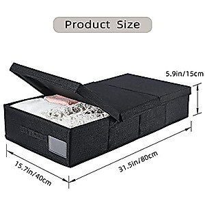 ohihuw Large Underbed Storage Bins With Lids, Foldable & Stackable Storage Drawer Organizer, Upgraded Cotton & Linen Storage Basket (Black)