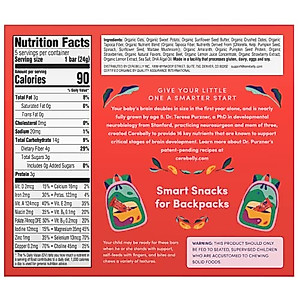 Cerebelly Toddler Snack Bars – Strawberry Beet Smart Bars (Pack of 5), Healthy & Organic Whole Grain Bars with Veggies & Fruit, 15 Brain-supporting Nutrients from Superfoods, Nut Free, No Added Sugar, Made with Gluten Free Ingredients