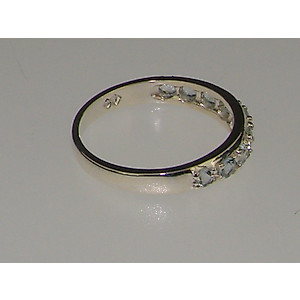 LetsBuyGold 925 Sterling Silver Natural Aquamarine Womens Wedding Band Ring - Size 7.5