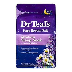 Dr. Teal's Melatonin Sleep Soak with Essential Oil Blend Pure Epsom Salt Soaking Solution 3lbs Pack of 2