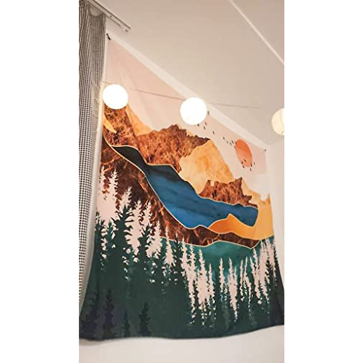 Sunset Tapestry Forest Tree Tapestry Nature Landscape Tapestry Wall Hanging Tapestry for Bedroom Decor-H51.2×W59.1 inches