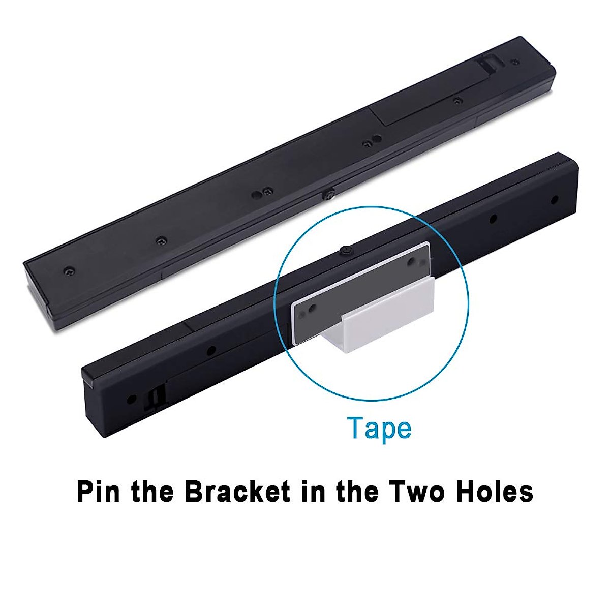 Replacement Wii Wire-less Sensor Bar, Motion Sensor Signal Receiver for Nintendo Wii and Wii U Console with Stable Stand and 4 AAA Batteries(Black)