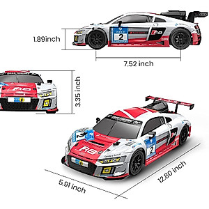 Remote Control Car, RC Cars for Kids, 1: 14 Officially Licensed Audi R8 LMS GT3, 80 Min Play Toy Car with Rear Fog Stream LED Lights Music, Hobby Toy Car Model Vehicle for Boys, Girls, Adults Gift