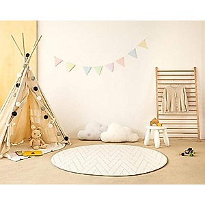 Parklon Pure Soft Round Mat Double Herringbone/Macaroon (54.3 x 54.3 x 0.47 in.)