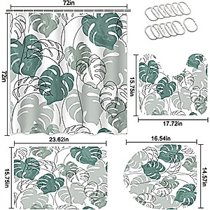 KINUUIS 4PC Summer Bathroom Shower Curtain Sets Abstract Modern Bathroom Sets,Watercolor Bathroom Sets with Rugs and Accessories,Line Art Shower Curtain for Bathroom Decoration