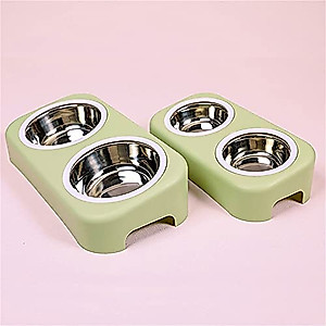 FUUIE Bowls for Food and Water Double-Layer Pet Bowl Cat Food Feeder Stainless Steel Pet Feeder Feeder Easy to Clean Cat Food Small Pet Supplies (Color : Blue, Size : Large)