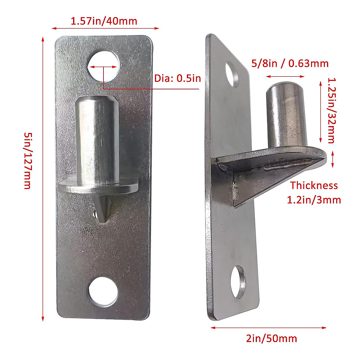 MATIHAY 2 Pack Wall Mount Flat Back Gate Hinges,Outdoor Chain Link Fence Gate Hinges,Heavy Duty Stainless Steel Wall Plate Hinges,Wood Fence Link Gate Hinges(Screws Not Included)