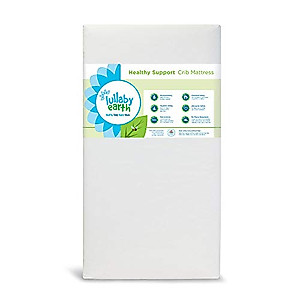 Lullaby Earth Non-Toxic Crib Mattress - Waterproof - Fits Standard Baby and Toddler Bed, White