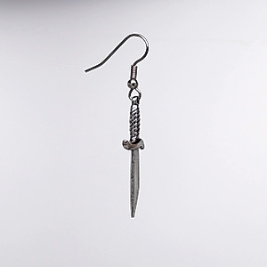 Gothic Dagger Sword Pirate Medieval Renaissance Silver Finish Dangle Earrings
