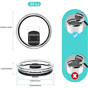 Magnetic Tumbler Lid - Fits Rambler, Ozark Trail, Old Style Rtic,Replacement Magnetic Slider, Magnetic Spill Proof Tumbler Cover (30oz, 1Pc Black)