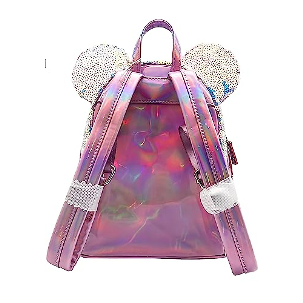 Loungefly X LASR Exclusive Disney Planet Minnie UV Reactive Pink Iridescent Sequin Mini Backpack Fashion Cosplay Disneybound Cute Backpack