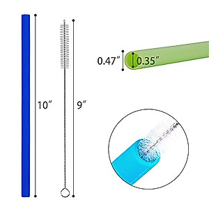 14 PCS Reusable Silicone Straws with Cleaning Brushes, tifanso Extra Wide Large Straws, Great for for 30oz and 20oz Tumblers Yeti/Rtic, 10" Extra Long Flexible Jumbo Drinking Straws for Milkshakes