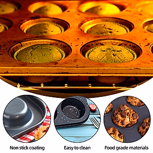 Muffin Pan, 12 Cupcake Pan, 2 Sets of Nonstick Brownie Bakeware Muffin Tin, Cupcake Tray, Baking Pan for Kitchen Oven, Black 13.9 x 10.5 x 1.2 inches