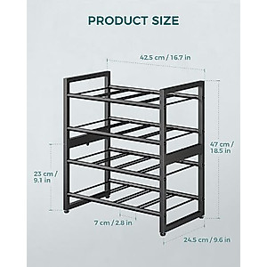 OROPY Wine Rack Countertop, 16 Bottle Wine Racks for Wine Bottles Storage Display, 4 Tier Metal Wine Holder Free Standing Floor Black