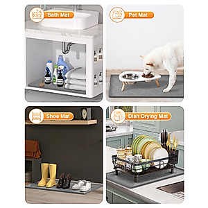 CoolFair Waterproof Under Sink Mat, 34" x 22" Silicone Mat for Kitchen Bathroom, Cabinet Liner for Kitchen Organizers and Storage Sink Drip Tray, Leaks, Easy to Clean, Holds 3.3 Gallons - Gray