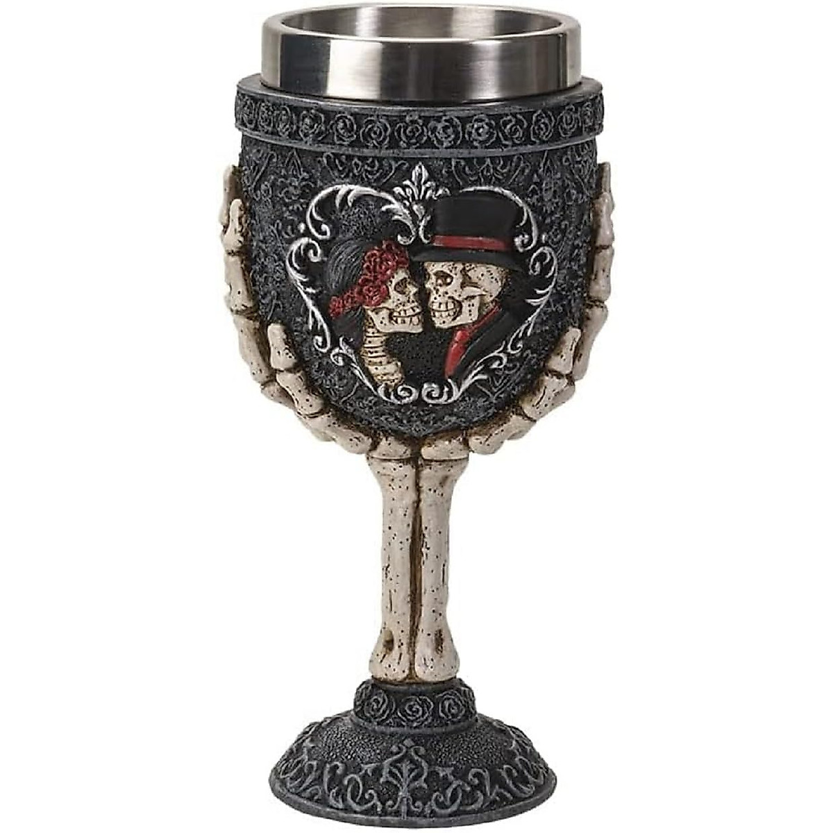 Pacific Giftware Skeleton Couple Goblet, 7-inch Height, Resin