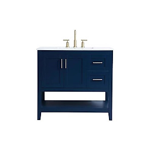 Elegant Kitchen and Bath 36 inch Single Bathroom Vanity Cabinet - Blue