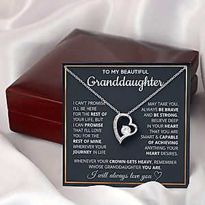 DsmStore To My Granddaughter Necklace, Granddaughter Gifts From Grandma Grandmother Or Grandpa Grandfather, Interlocking Heart Necklace Granddaughter (Stainless Steel & Rose Gold Finish)