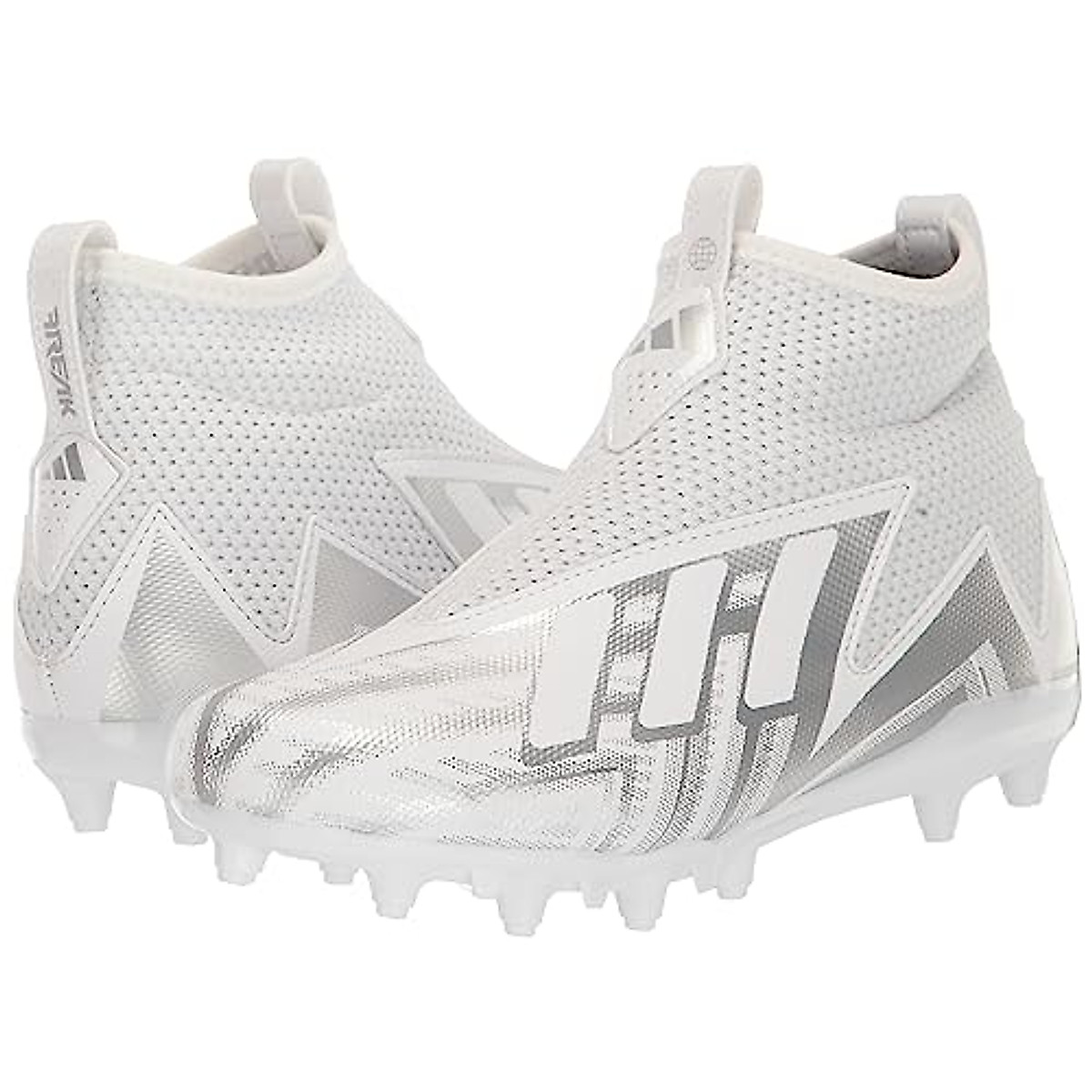 adidas Freak Spark 23 Football Shoe, White/White/Silver Metallic, 2.5 US Unisex Little Kid