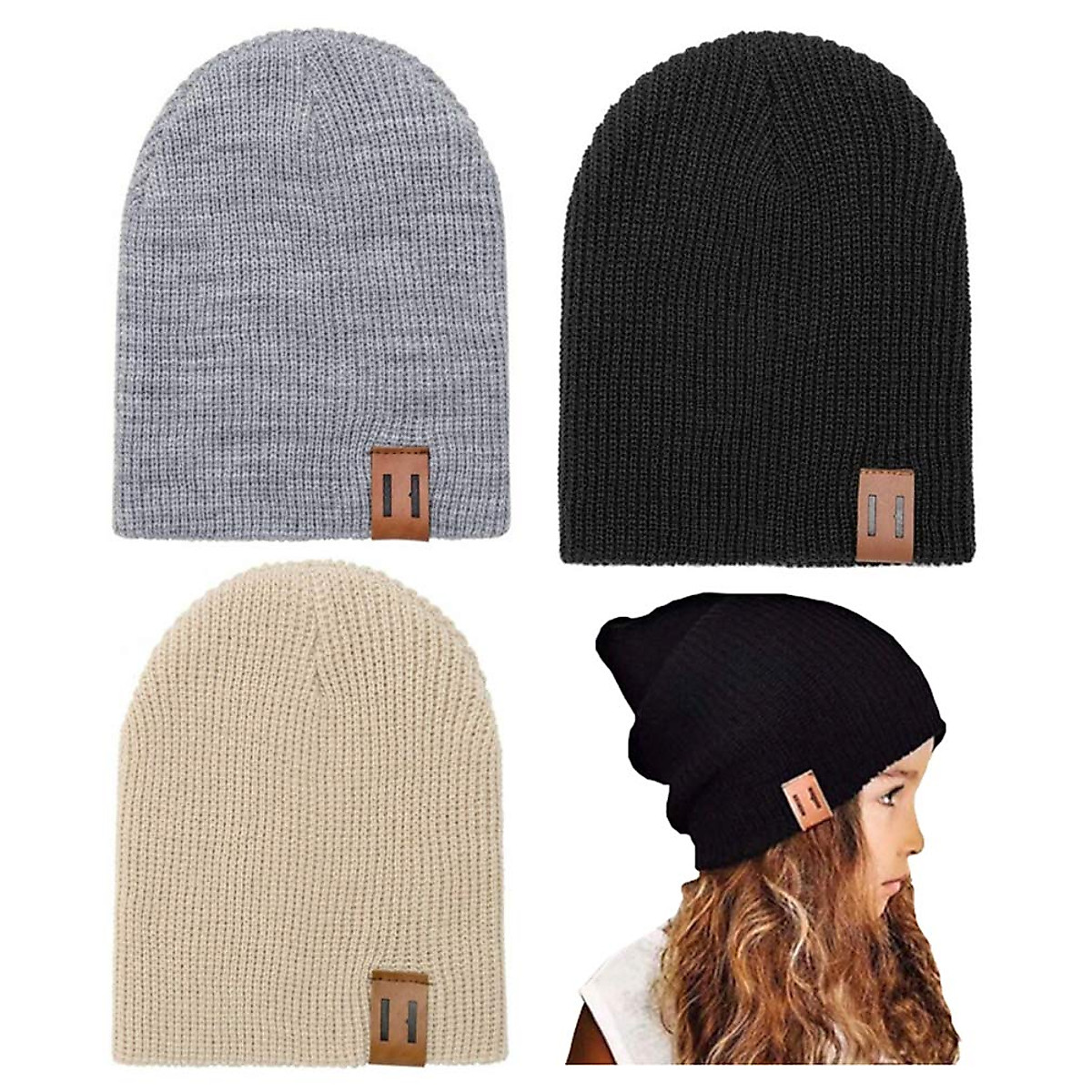 QandSweat Baby Boy's Hat Kids Cool Knit Beanie Hats Toddlers Caps Vertical Tail Style 1-5T (Knitted)