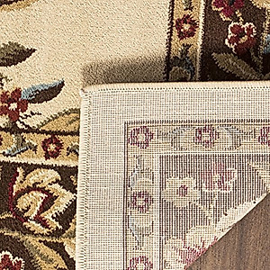 SAFAVIEH Lyndhurst Collection Accent Rug - 4' x 6', Ivory & Brown, Floral Trellis Design, Non-Shedding & Easy Care, Ideal for High Traffic Areas in Entryway, Living Room, Bedroom (LNH557-1225)