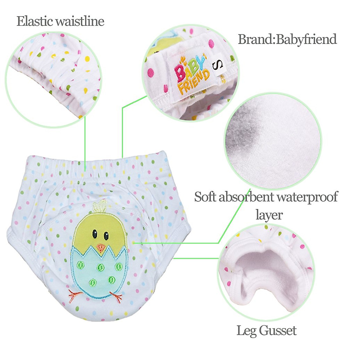 Babyfriend Baby Kids Training Pants Toddler 2 Pack Cotton Training Underwear Resuable Washable