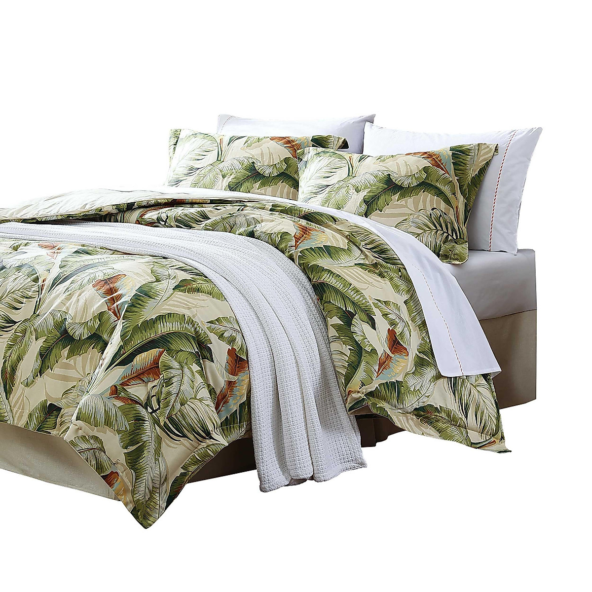 Tommy Bahama - King Duvet Cover Set, Cotton Sateen Bedding with Matching Shams & Button Closure, All Season Home Decor (Palmiers Green, King)