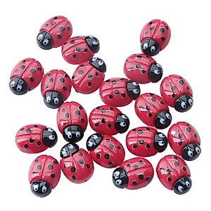 Sowaka 20 Pcs Ladybug Ornaments Tiny Resin Flatback Embellishment Fake Ladybird Decor for Hair Clip DIY Craft Art Project Home Garden Decoration Supplies Jewelry Making Scrapbooking (Small - Ladybug)