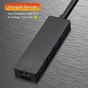 USB Hub, TSUPY 4 USB Port Hub with 2.1ft Extension Long Cable USB Splitter USB Expander 3.0 Ultra Slim Multiport Extender for Laptop, Desktop, Computer PC, Flash Drive, HDD