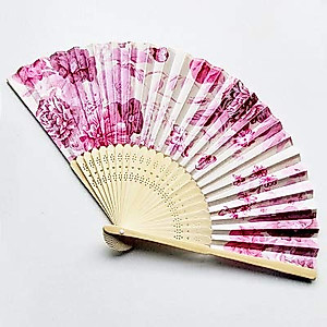 RAZZUM Decorative Folding Fans Vintage Bamboo Folding Hand Held Flower Fan Chinese Dance Party Solid Fan for Party Hand Bamboo Flower Personalized Wholesale Fan (Color : Grey)