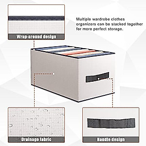 DonYeco 3 Pack Wardrobe Clothes Organizer, 7 Grids Jeans Drawer Closet Organizers and Storage, Dimension 14-1/4" x 9-1/2"x 8" (Compartment width: 2")