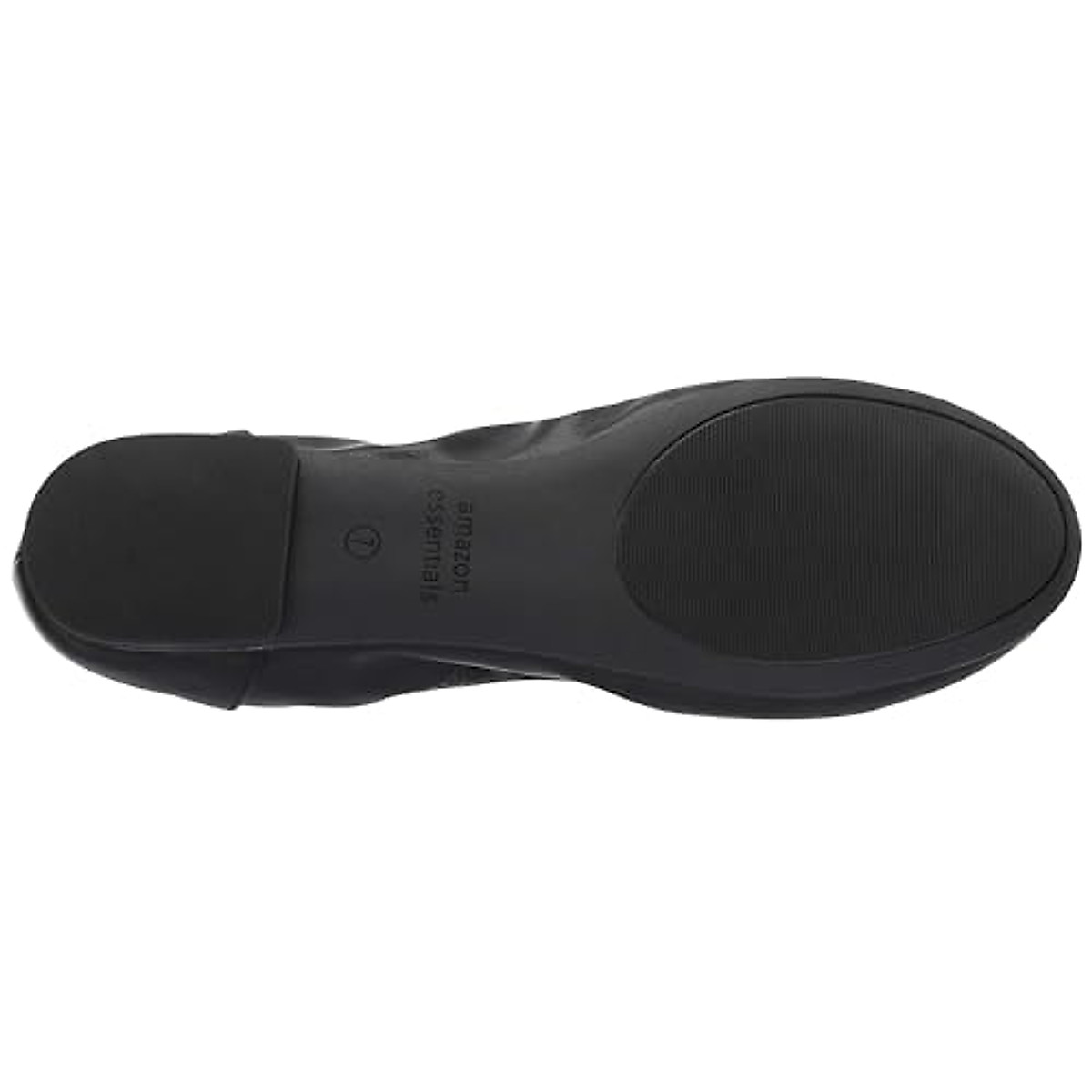 Amazon Essentials Women's Belice Ballet Flat, Black Faux Leather, 10.5 Wide
