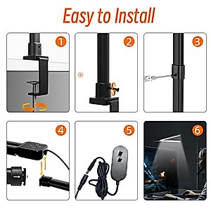 Mellkang Double Head Gooseneck Desk Lamp with Remote, 31.5 inch Super Wide 24W Bright Architect Table Lights with Clamp, Dimmable Eye Protection Lamp for Reading, Monitor or Studio Tasks