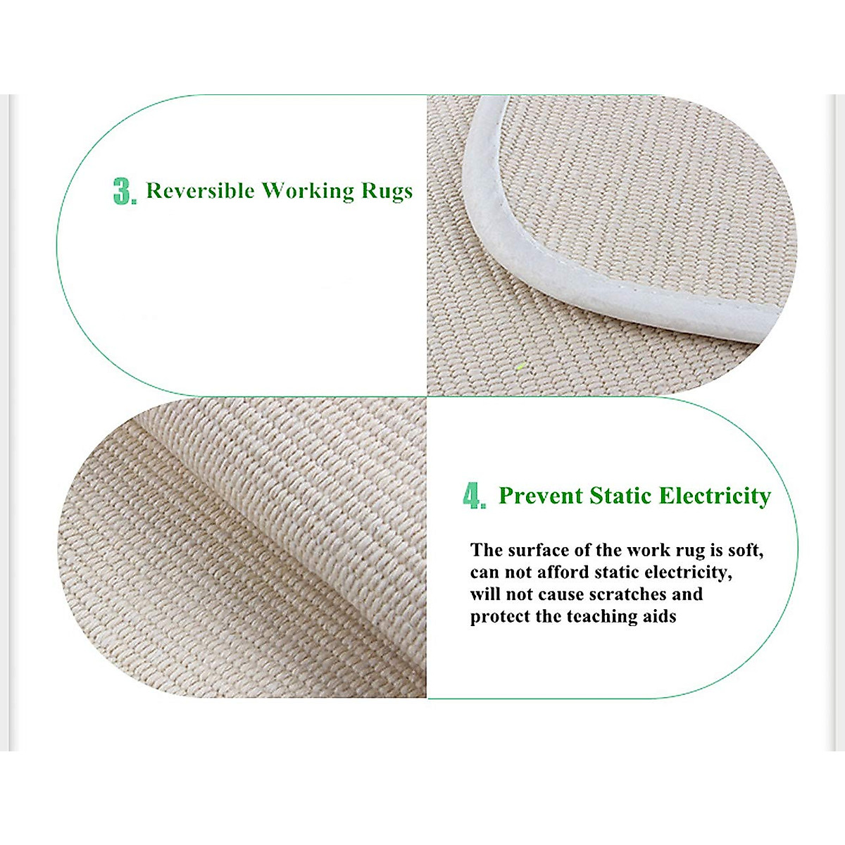 UKELER Montessori Mat for Nursery Preschool Kindergarten Soft Baby Play Mat Cotton Working Rug for Toddlers Babies Children, 27.5''×43.3'', Off-White