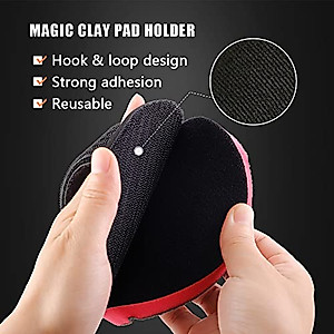 Clay Bar Pad, 6 Inch Mid Grade,1Pc Handle Grip Pad and 1 Pc Clay Bar Applicator, Synthetic Clay Bar Pad for DA Polisher and Rotary Polisher for Car Detailing, Clay Bars Auto Detailing -CHMLP6MA