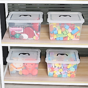 Wekioger 4 Pack 12 Quart Latching Storage Box with Handle, Clear Lidded Tote Bin