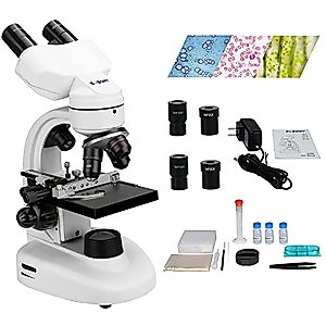 SVBONY SV605 Compound Binocular Microscope 80X-1600X,Two-Layer Mechanical Stage Microscope, Microscope for Adults Teens Students, Microscopes with Science Kits, Dual LED Illumination