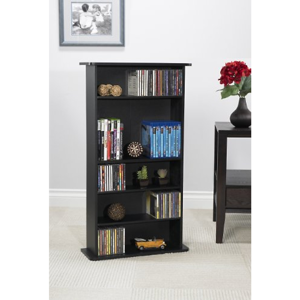 Atlantic Drawbridge Media Storage Cabinet - Organize optical media, up to 240 CD, or 108 DVD, or 132 BD/Video Games, Adjustable Shelves, PN 37935726 in Black